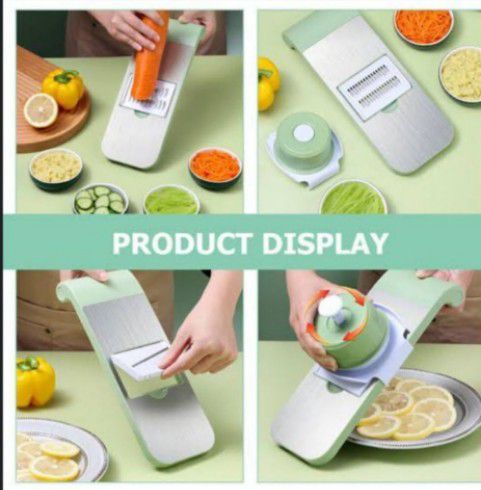 Vegetable Cutter Adjustable,Vegetable Slicer,Potato Cutter,With 5 Blade ...
