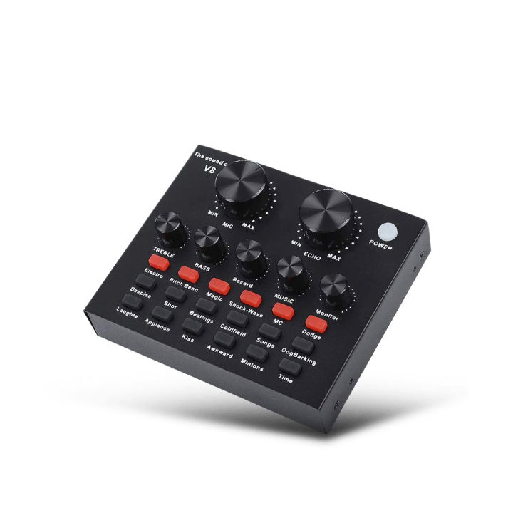 V8 USB Audio Interface Mixer Adjustable Volume Sound Card for Streaming ...