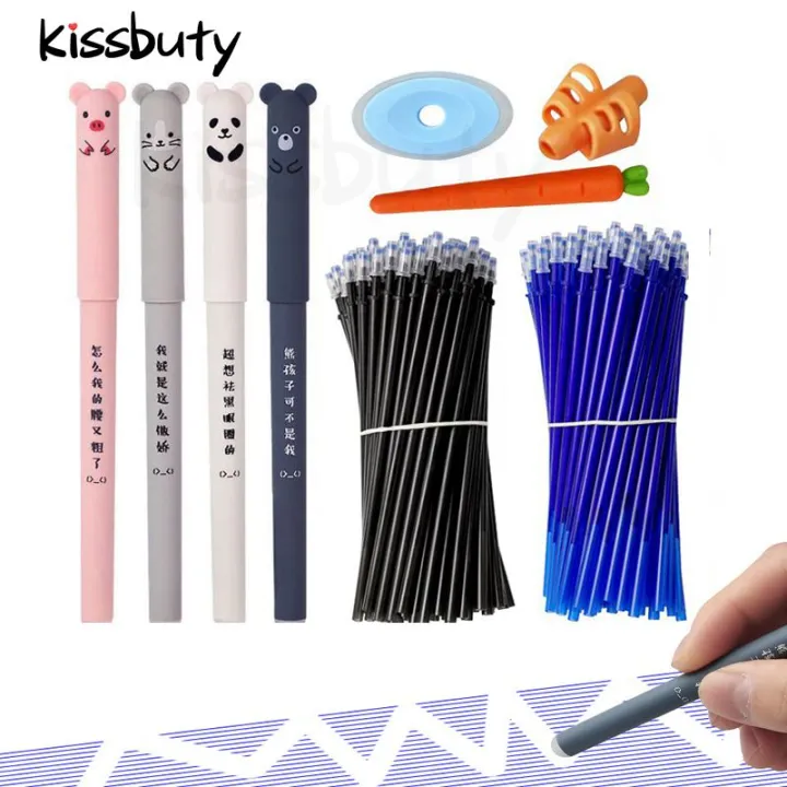 Kawaii Erasable Gel Pen Set Cartoon Animals Cute Cat Erasable Pen ...