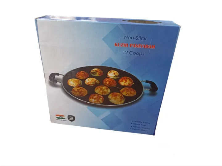 Non-Stick Kuzhi Paniyaram 12 Coops/ Nonstick Pan/ Nonstick Kundappa ...