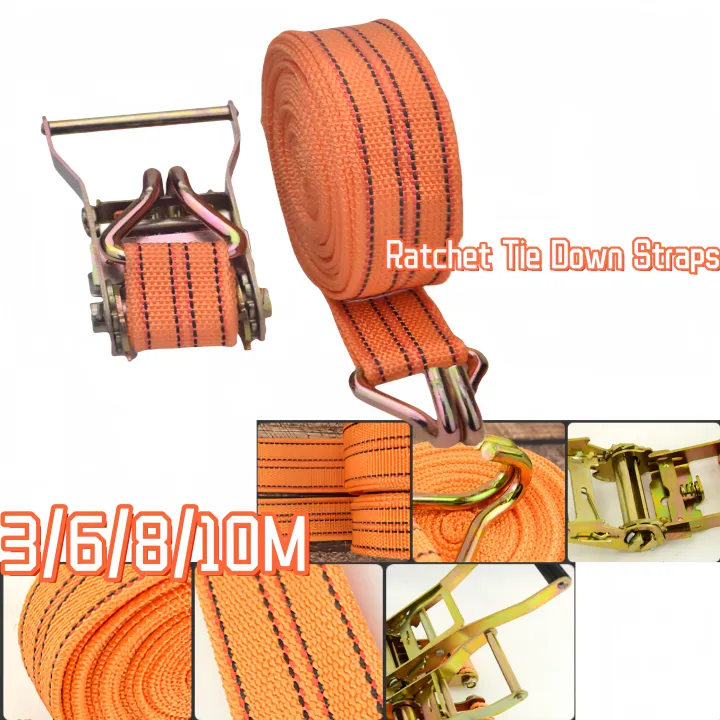 Heavy Duty Ratchet Tie Down Straps 40mm Wide 3-10M Double Hook Cargo ...