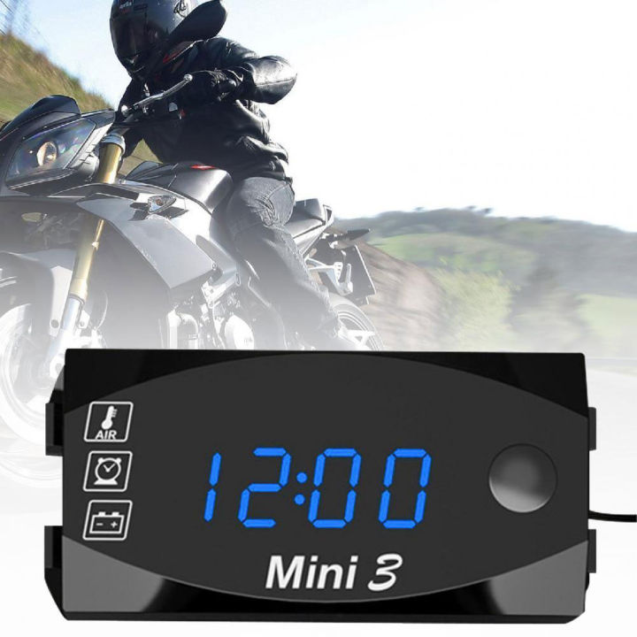 12V Moto Temperature Clock Waterproof 3 in 1 Motobike Thermometer ...