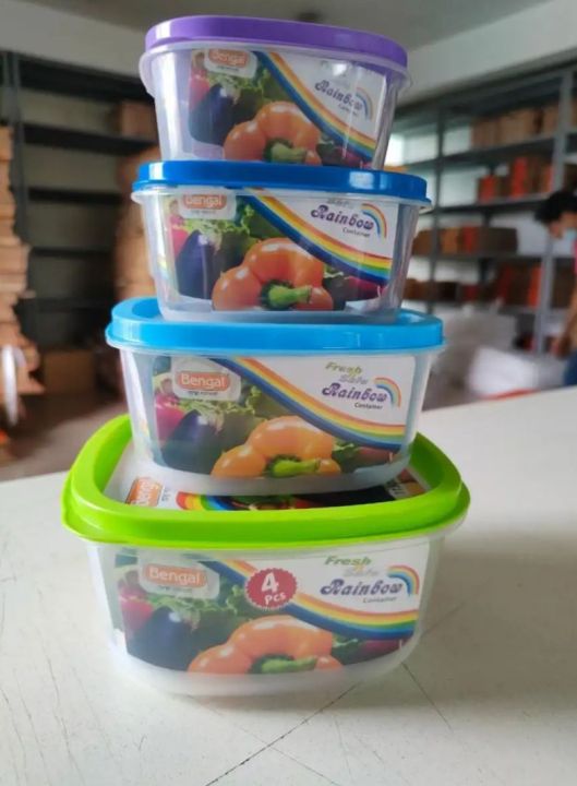 Plastic Box 4 pcs Set - Multicolor | Daraz.com.bd
