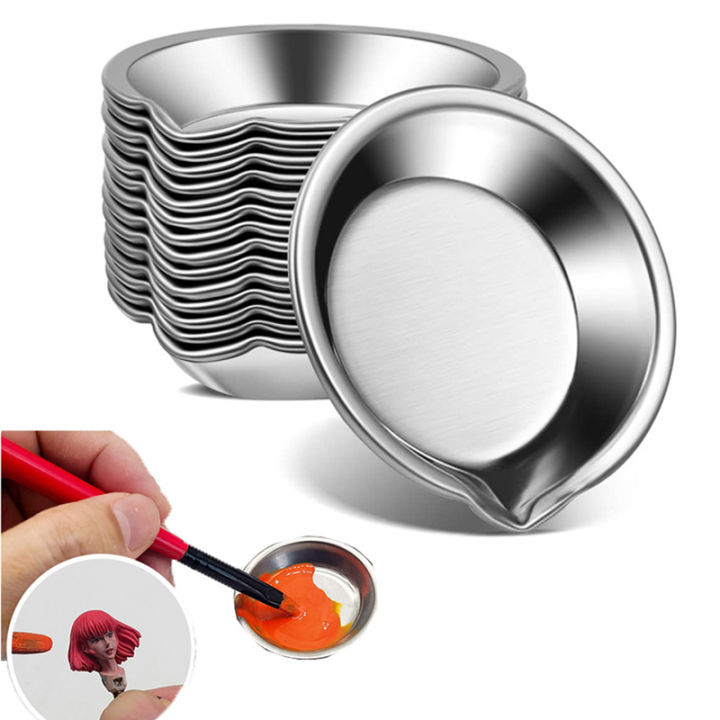 12pcs Stainless Steel Painting Color Bowls Oil Paint Trays Paint Color ...