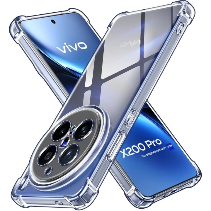 for vivo X200 Pro 5G Four Corners Shockproof TPU Transparent Back Cover ...