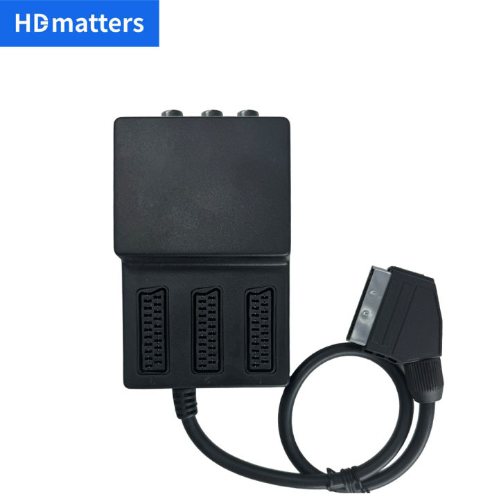 Scart Switch 3 in 1 out composite AV Switch with manual button EU Scart ...