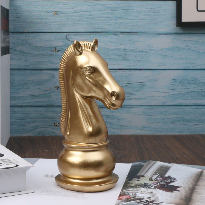 1pc International Chess Sculpture Decoration, Resin Chess Statue, Gold ...