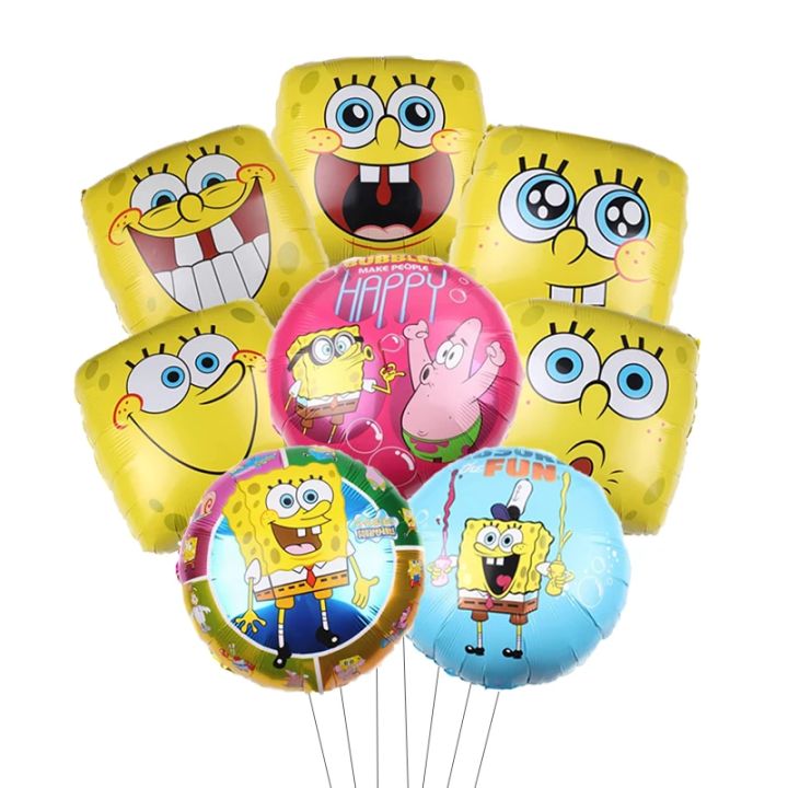 8Pcs SpongeBob Cartoon Square SquarePants Balloon Set Birthday Party ...