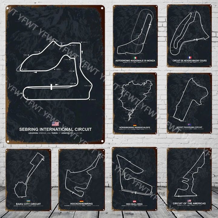 Classic Speedway Track Map Poster Vintage Metal Tin Sign Retro Plaque ...