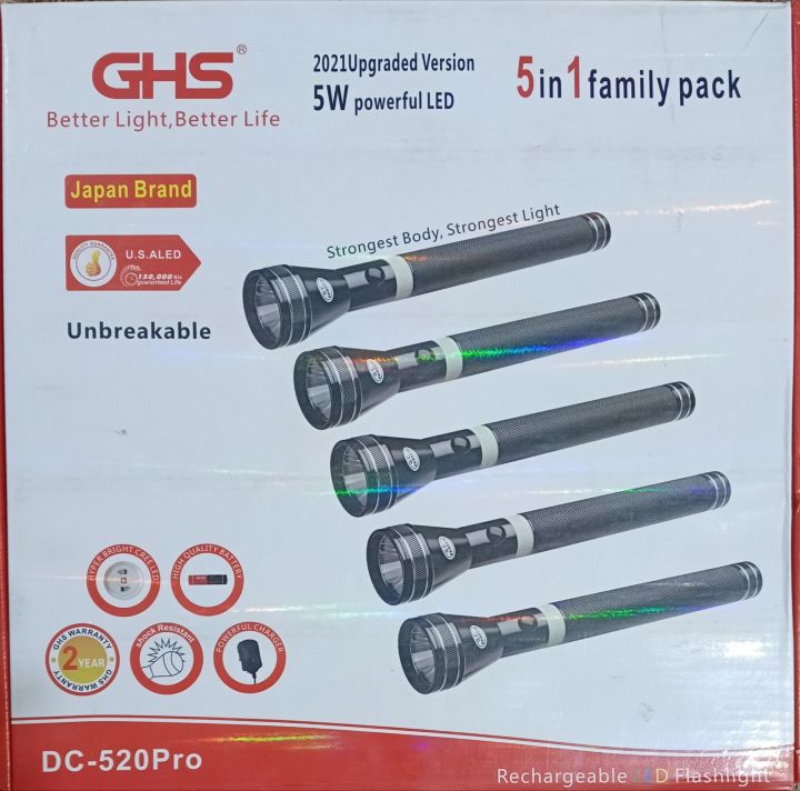 GHS DC-170Pro Japan Rechargeable LED Torch Light | 5 in 1 Family pack ...