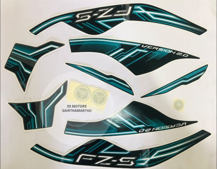 FZ V2 BLACK GREEN FULL SET STICKERS | Daraz.lk