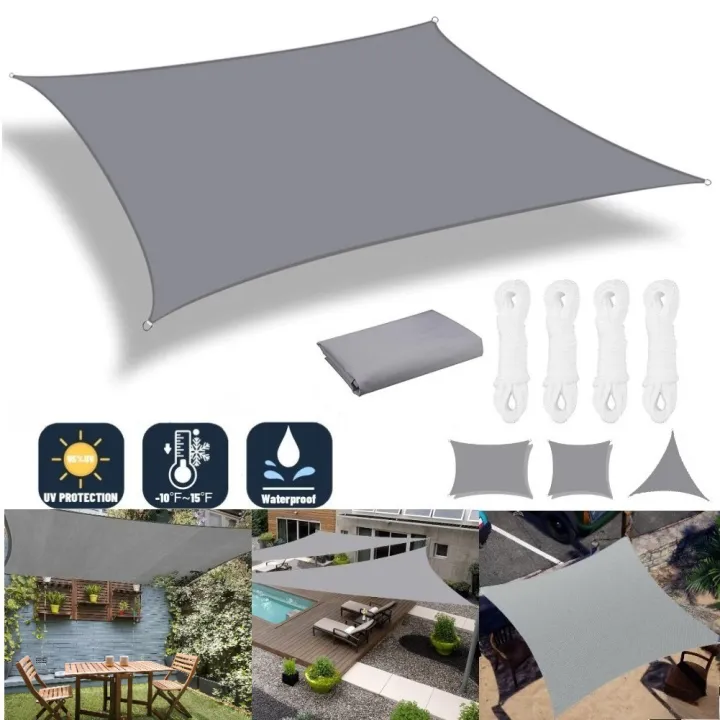 Grey Sun Shade Sail Rectangle Square Triangle UV Block Sunshade for ...