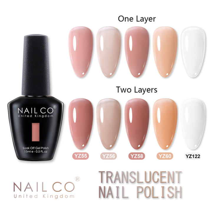 NAILCO 15ml Transparent Nude Color Series Jelly Gel Nail Polish Pink ...