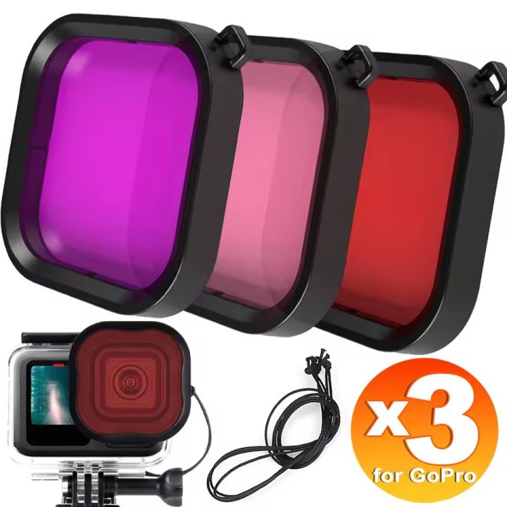 Underwater Dive Filters for Gopro Hero 13 12 11 10 9 8 Black Waterproof ...