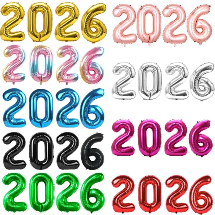 Party Decoration Supplies for 2026 New Year's Eve, Number Foil Balloons ...