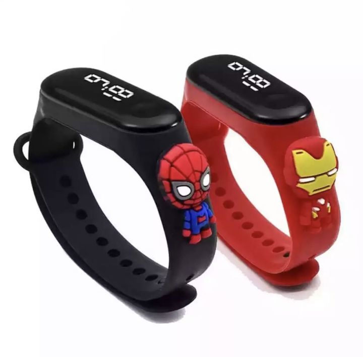 Children Digital Watch Spiderman Iron Man Mickey Minnie Led Sports ...