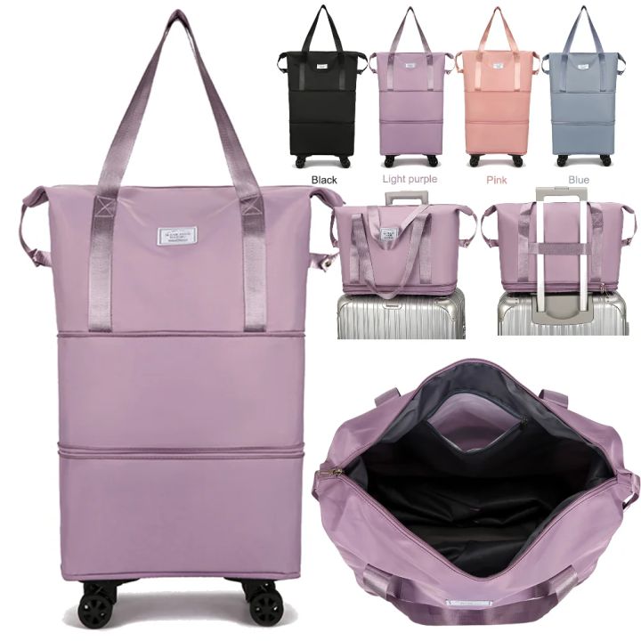 Travel Trolley Luggage With Wheels Pulley Portable Collapsible ...