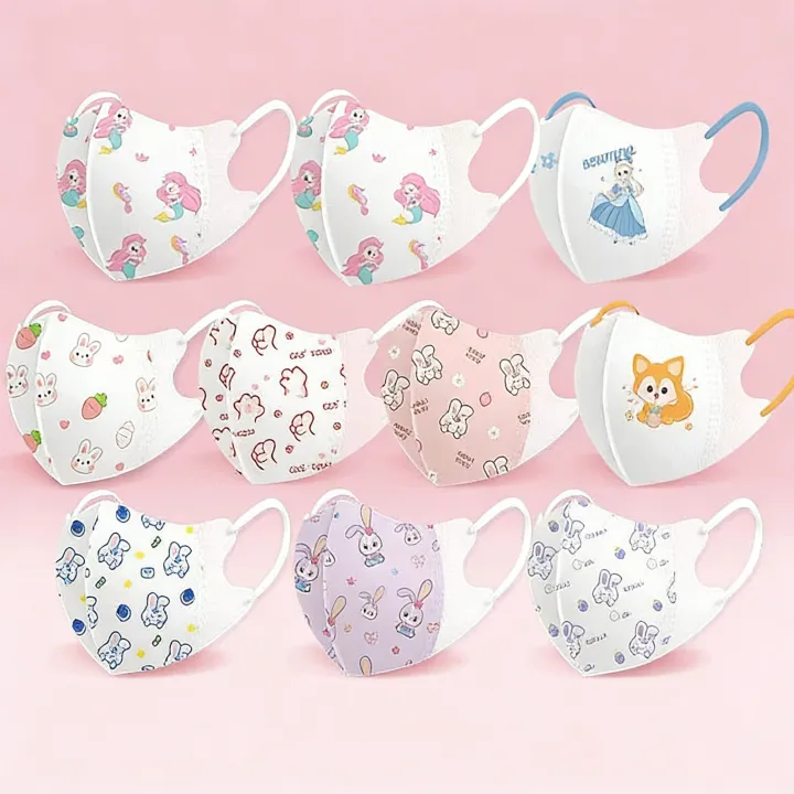 Kids Disposable Face Masks 30Pcs Cute Cartoon Printed Protective Safety ...