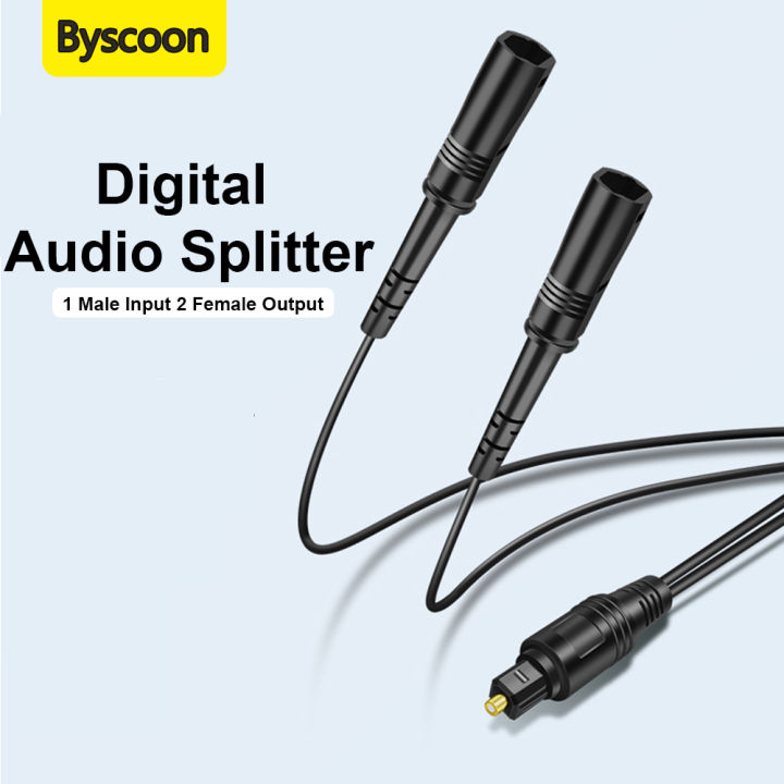 Byscoon 1x2 Toslink Digital Fiber Optic Audio Splitter 1 Male Input 2 ...