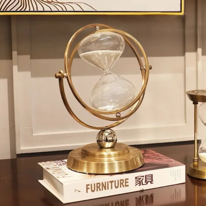 European Retro Globe Hourglass Metal Hourglass 30/60 Minute Time ...