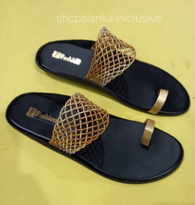 Slippers for women Beauty handmade slides black and gold srilanka made ...