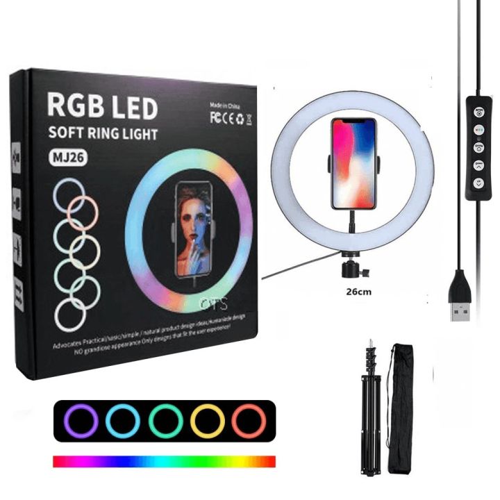 MJ26 RGB LED Soft Ring Light 26cm With Phone Holder | Daraz.com.bd