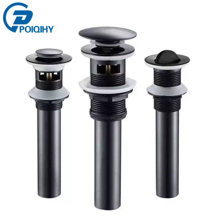 POIQIHY Matte Black Bathroom Lavatory Basin Sink Pop Up Drain Dual ...