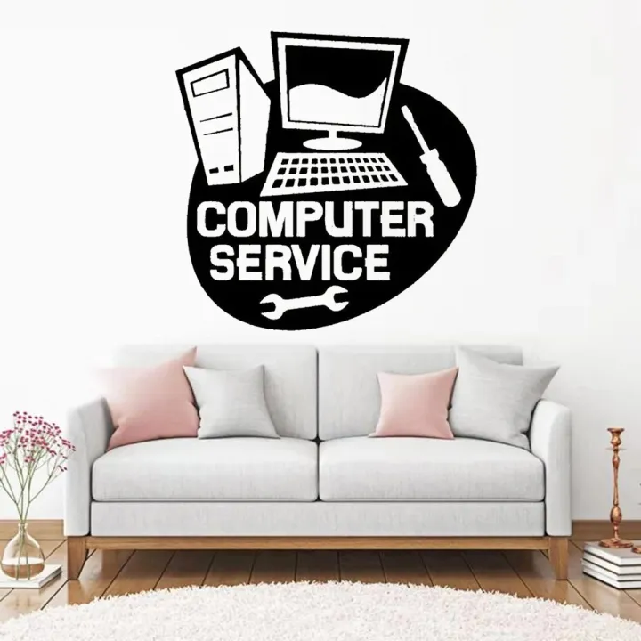 Vinyl Wall Decal Computer Service Repair Stickers Mural Creative Logo ...