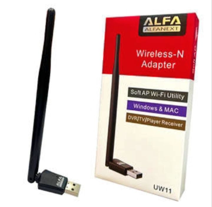 ALFA UW11 Wifi USB Adapter with 3dBi Fixed Antenna For PC/Laptop/HDTV ...