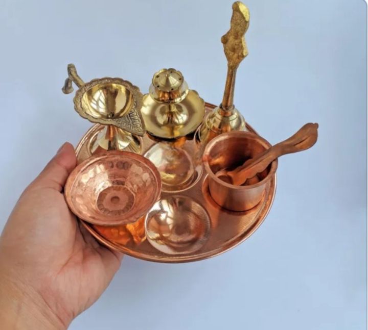Brass Copper Puja Set All in One ( Medium ) | Pooja items | | Daraz.com.np