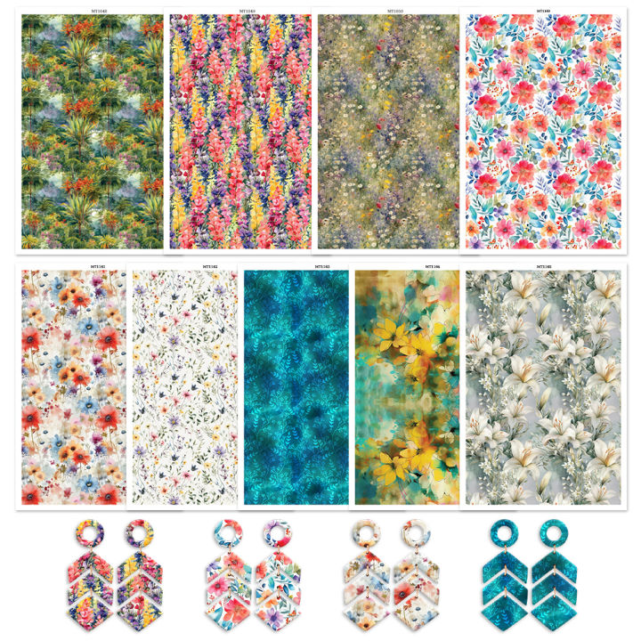 1 Sheet Polymer Clay Transfer Paper Tropical Plants Floral Theme Water ...