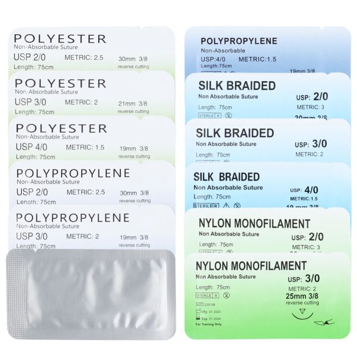 2/0 3/0 4/0 Medical Dental Sutures Nylon Silk Polypropylene Polyester ...