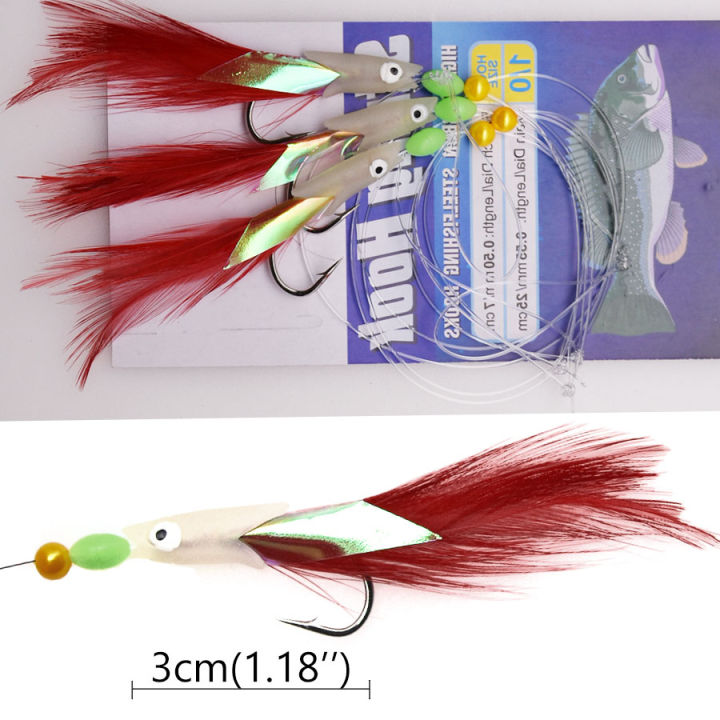 JYJ 3 hook/Set Luminous fish head Fishing Lure Single Hook Tack Bait ...