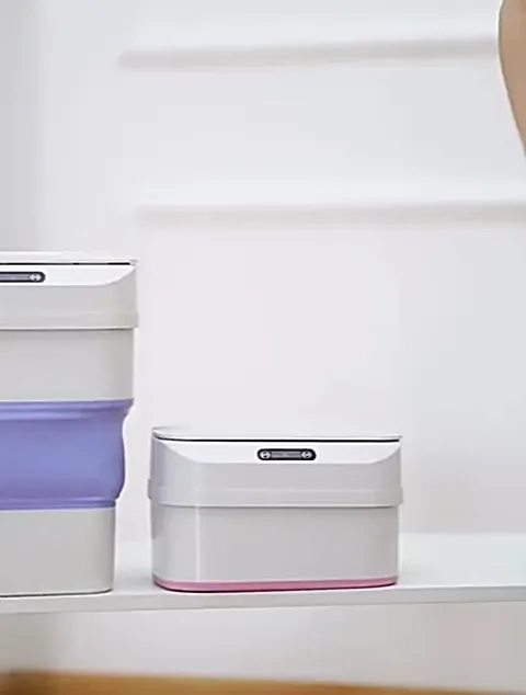Color Shade High quality Plastic Smart Sensor Folding Trash Can Garbage ...