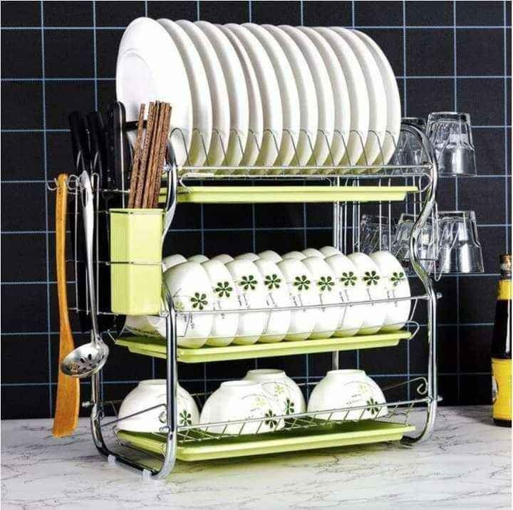 3 Layer Dish Drainer Rack Stainless Steel | Daraz.com.bd