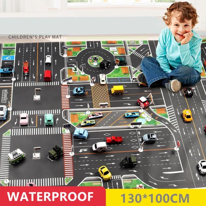 Baby Play Mat City Traffic Car Park Waterproof Parking Lot Kids Playmat ...