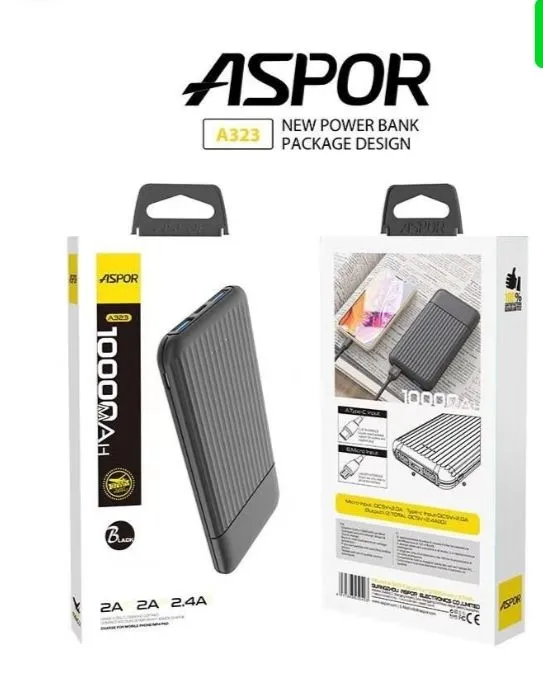 Aspor A323 10000mAh Power Bank in Black | Daraz.pk