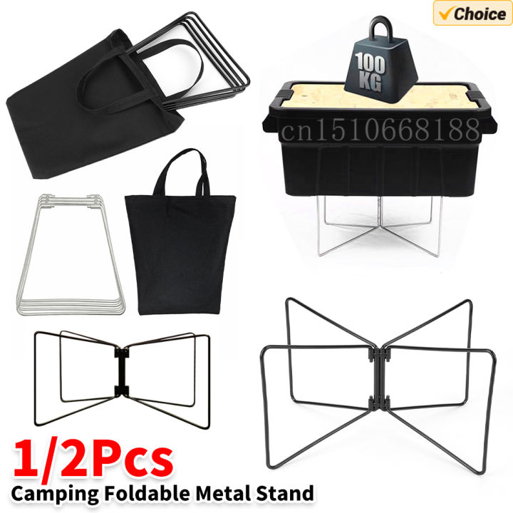Camping Foldable Metal Stand Folding Cooler Box Stand Ice Box Stand ...