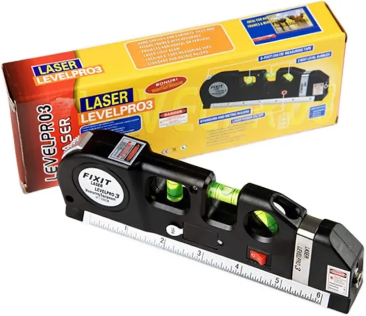 Laser Level Pro 3 Multipurpose 2.5m Measurement Hand tool 4in1 Laser ...
