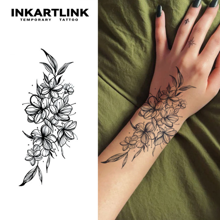 Flower temporary tattoo sticker, waterproof magic tattoo, lasts to 15 ...