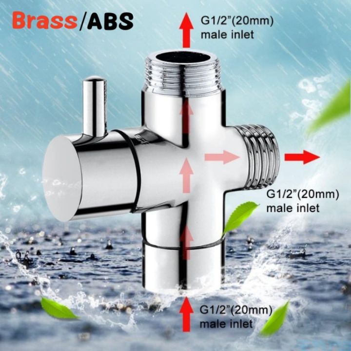 Brass 3-way G1/2 Shower Diverter Valve Water Separator Shower Tee ...