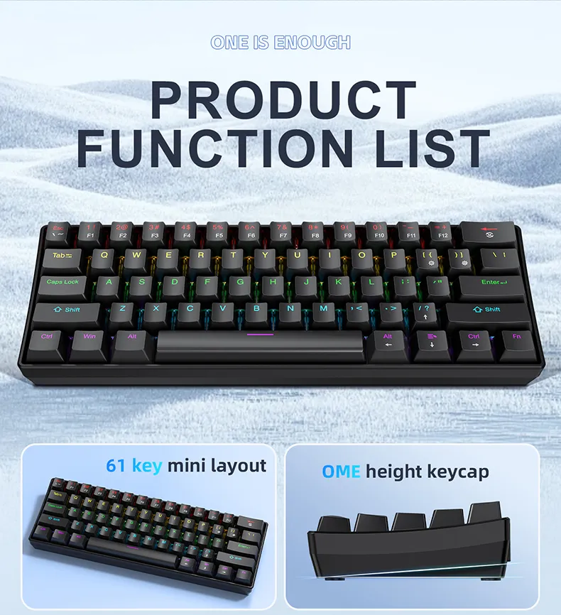 61 Keys Mechanical Keyboard Wired,APAYADO K61 RGB 60% Portable Mini ...