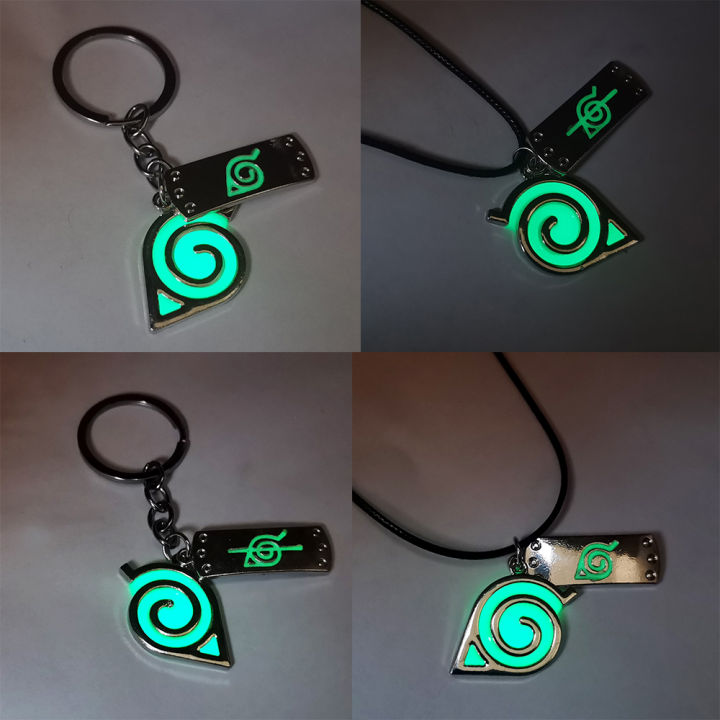 Anime Naruto Keychain Uzumaki Konoha Logo Anime Key Ring GLOW In The ...