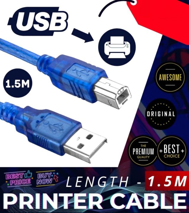 High Speed Transparent USB Printer Cable Type A Male to Type B Male ...
