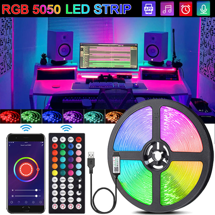 5V RGB 5050 LED Light Strip USB Infrared Remote Control Flexible Lamp ...