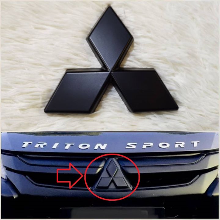 Mitsubishi logo cover, Triton car 2019-2022, matte black, 1 piece ...