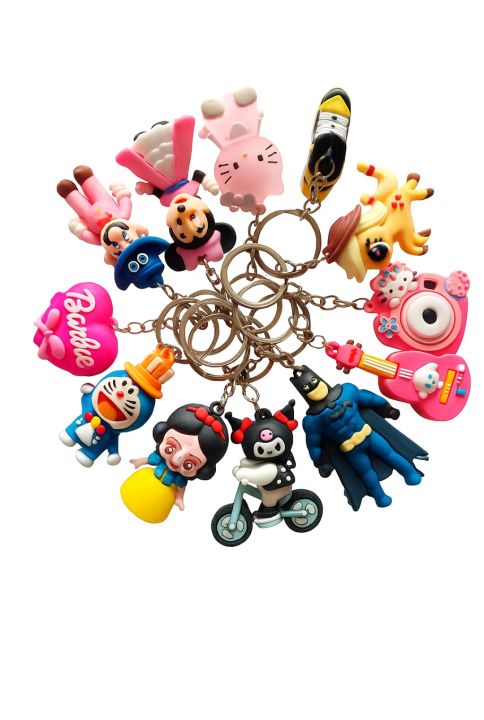 Cute Cartoon Character Keychains Pack of 1/3/6/12 – Doraemon, Batman ...