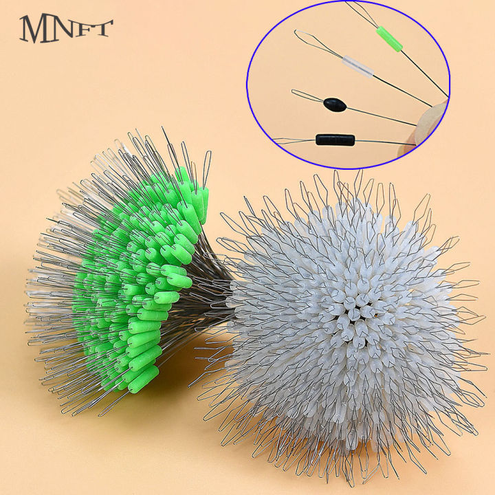 MNFT 300pcs/Pack Silicon Fishing Line Space Bean Stoppers Cylinder Oval ...