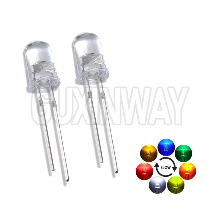 50pcs 5mm Multicolor Slow/Fast Flashing LED Diode Blinking Light ...