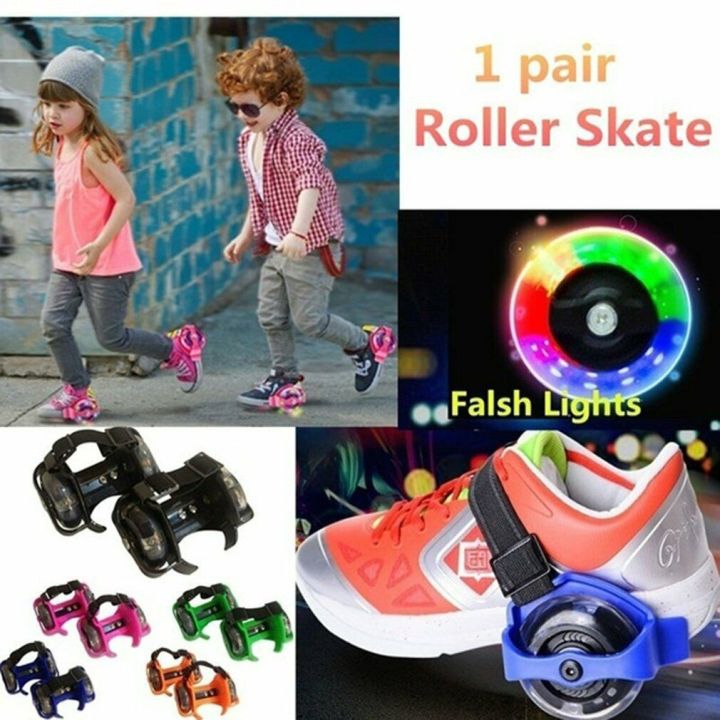 Children & Adults Colorful Flashing Roller Skateing Shoes Pulley Flash ...